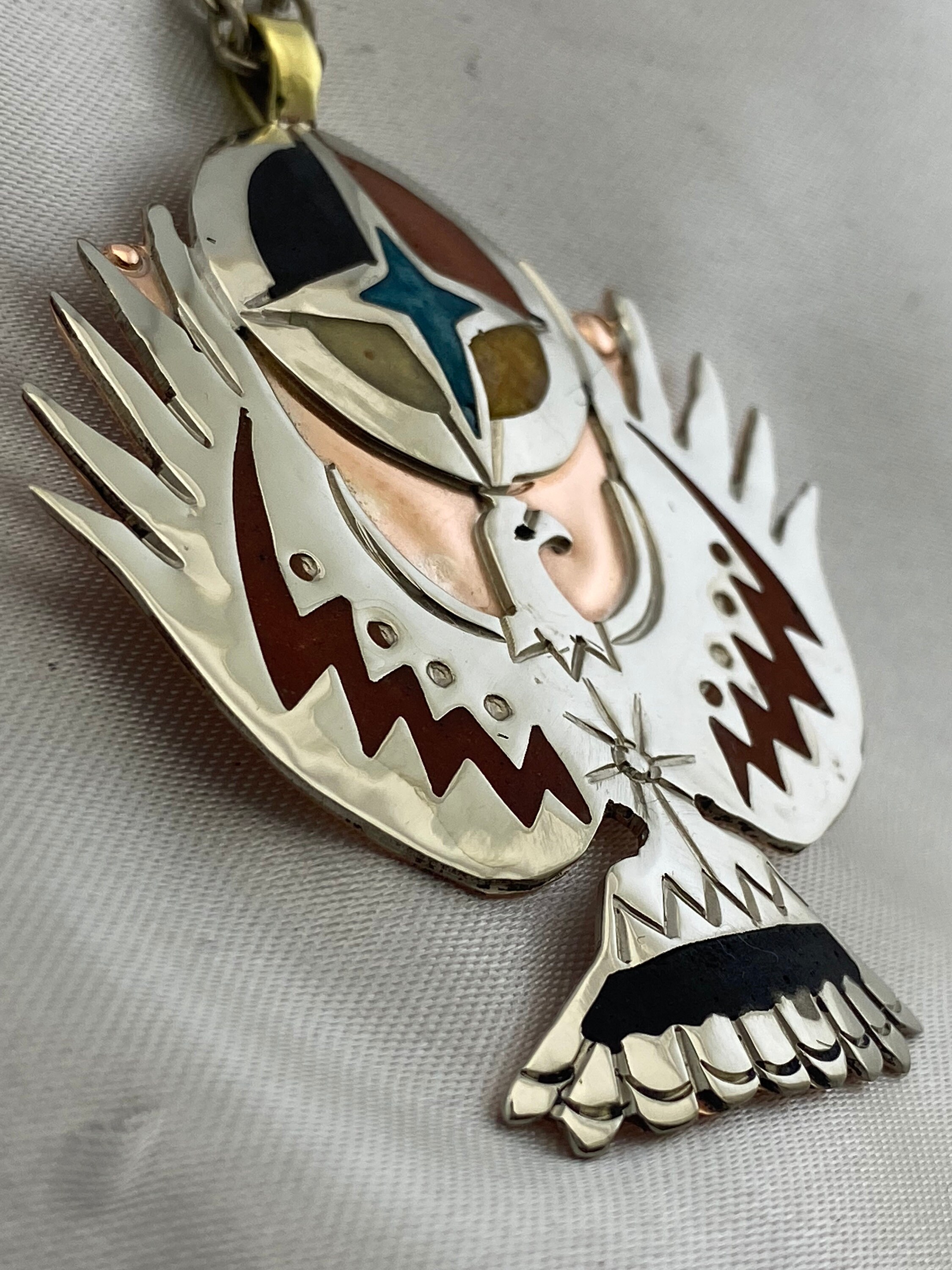Rising Eagle / Morning Star Medicine Wheel Silver Pendant by Mitchell ...