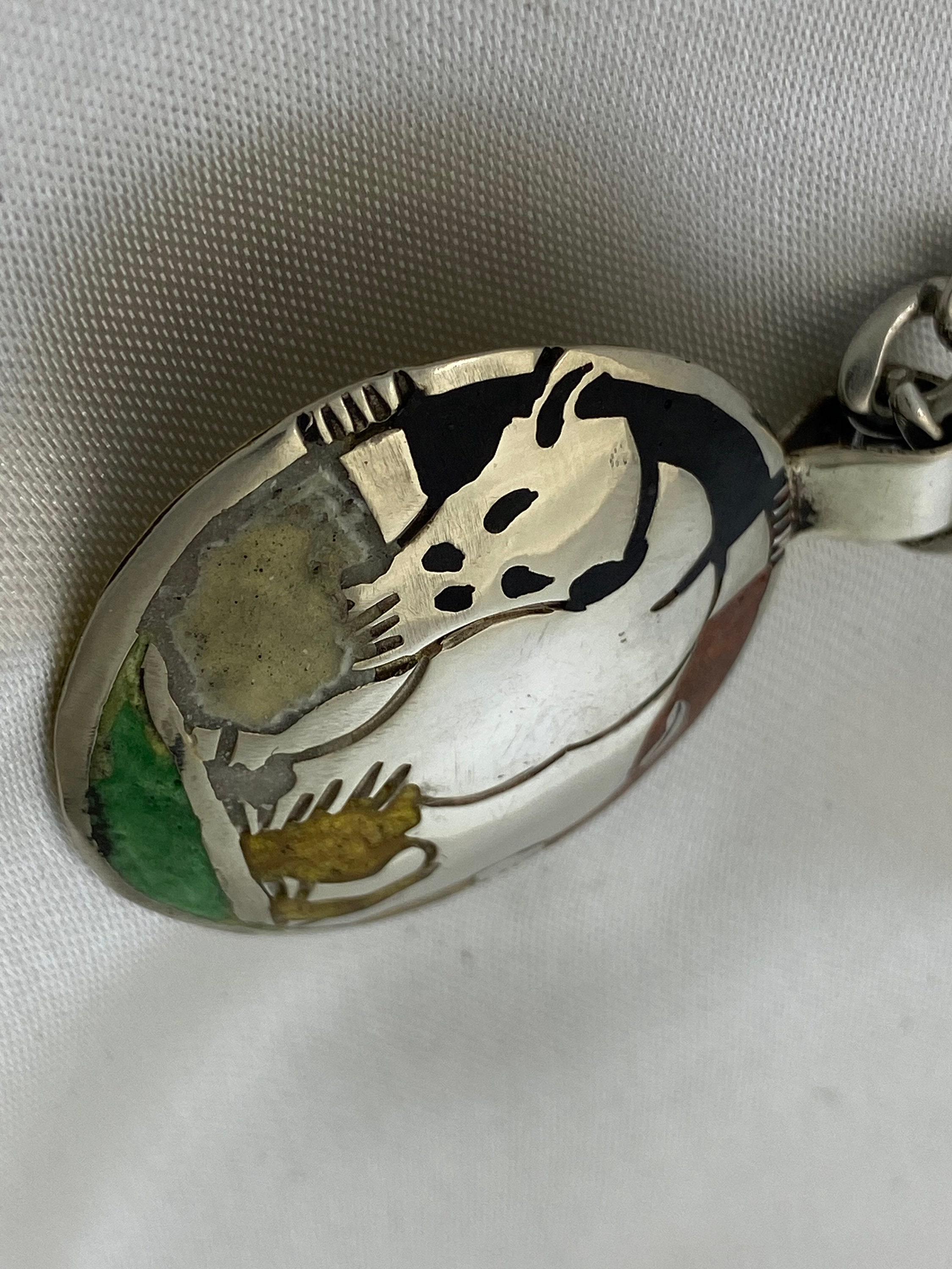 Standing Buffalo Medicine Wheel Silver Pendant by Mitchell Zephier Sr ...