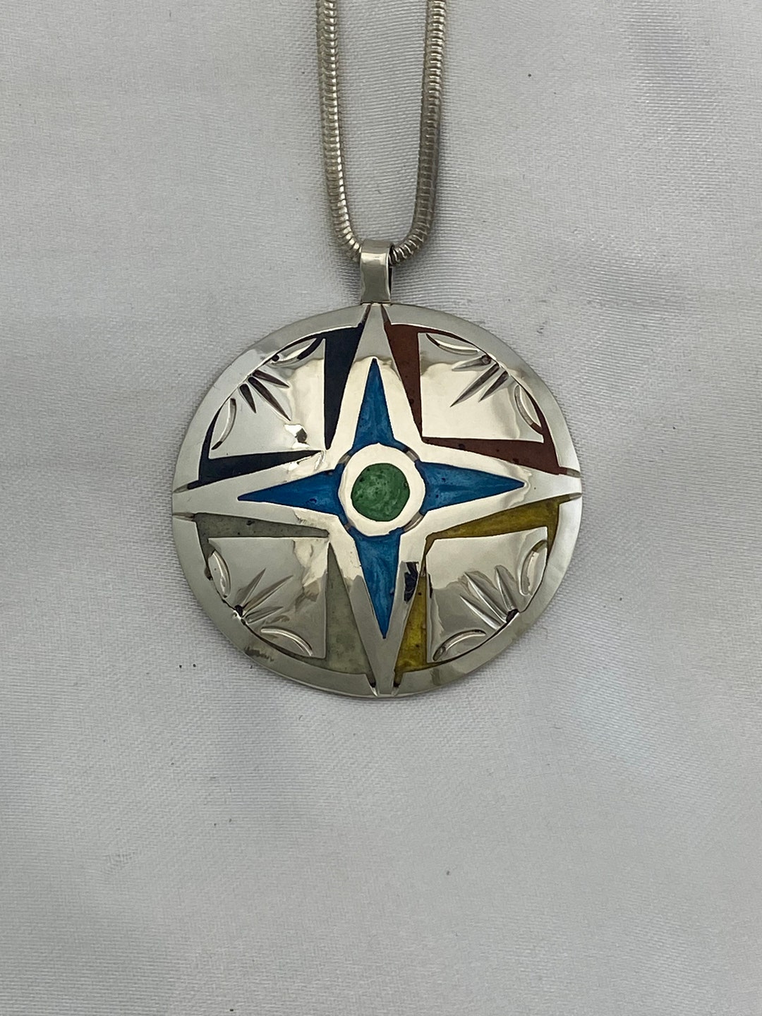 Four Directions Morning Star Silver Pendant by Mitchell Zephier Sr ...