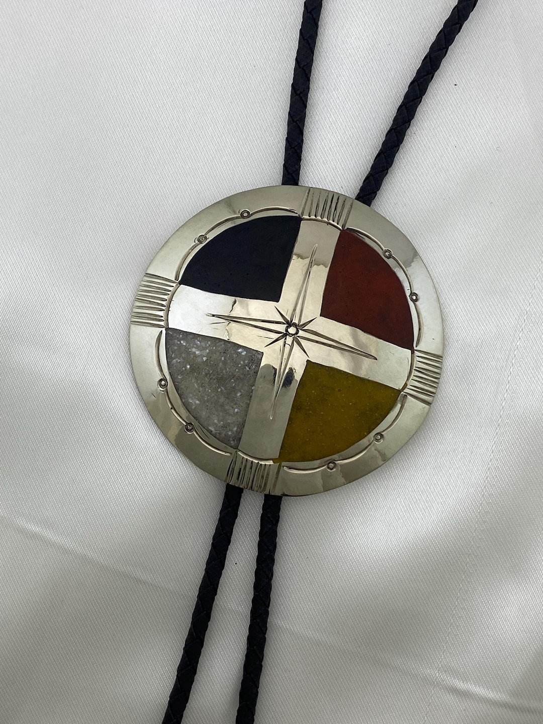 Medicine Wheel Silver Bolo Tie - Handmade Native American Jewelry by ...