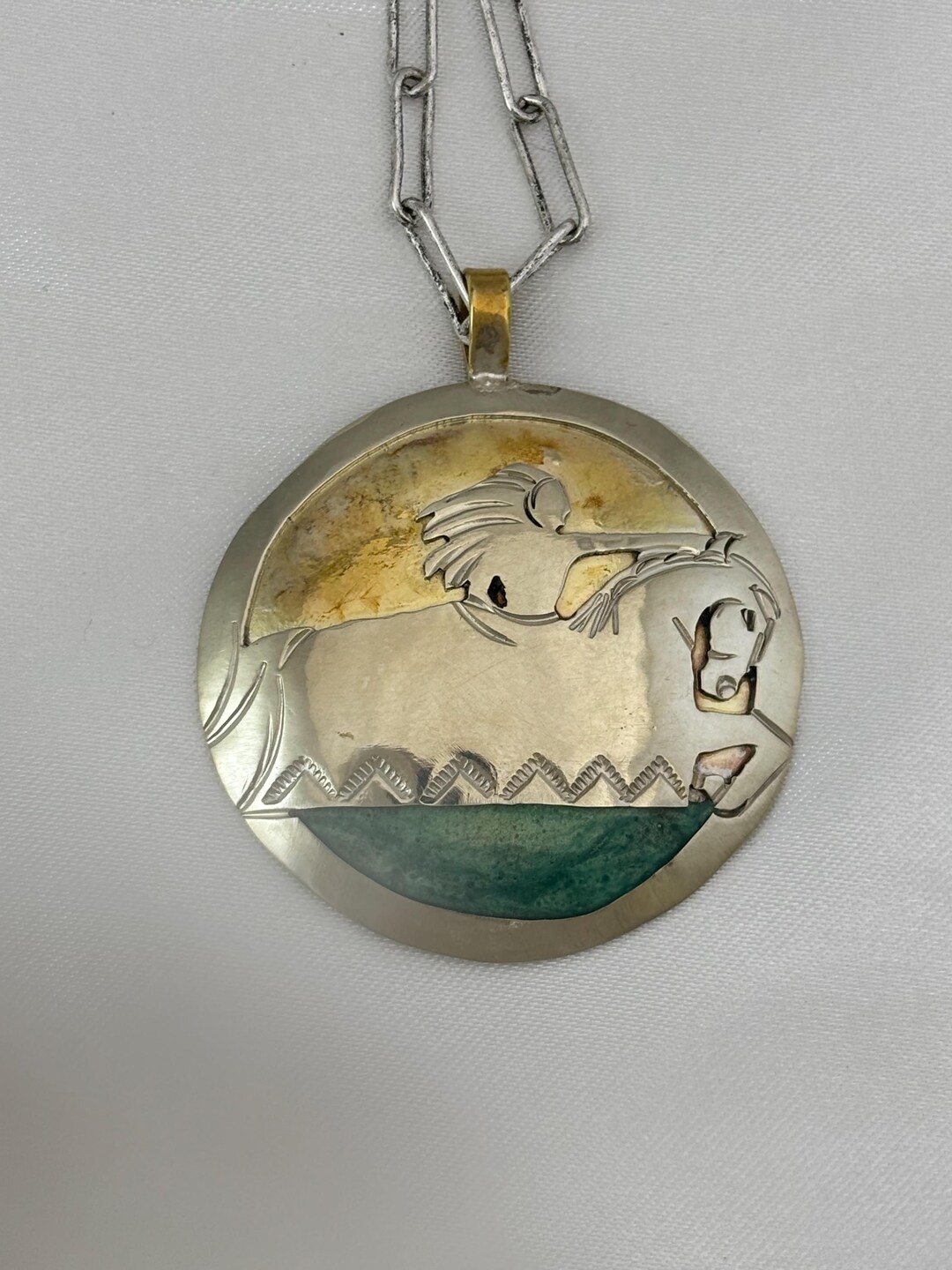 Chief Crazy Horse Silver Pendant Medallion - Handmade Native American ...