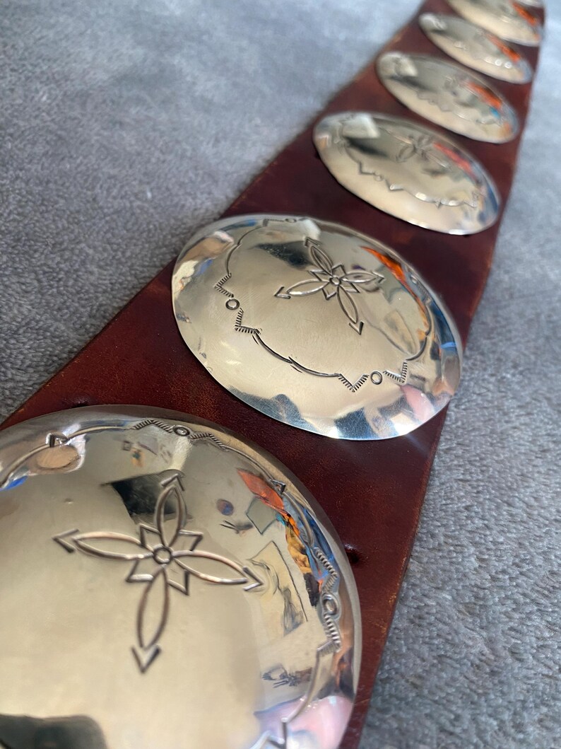 Adult Size Silver Concho Belt - Handmade Native American Leather ...