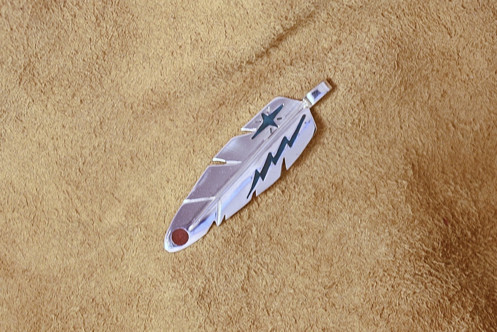 Lightning Feather Sterling Silver Pendant Authentic Native American ...