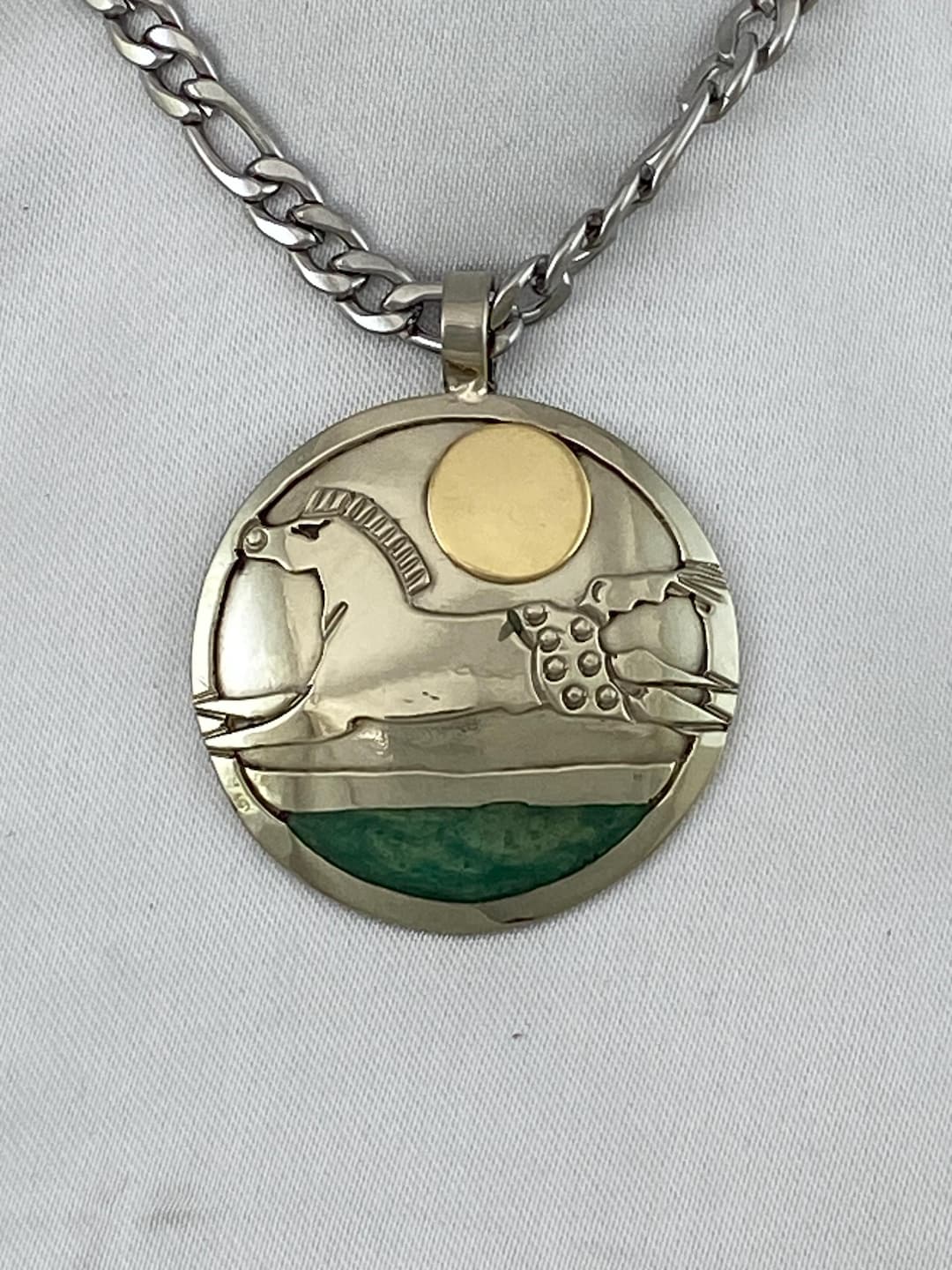 Running Horse Silver Pendant Necklace - Handmade Native Amercn Jewelry ...