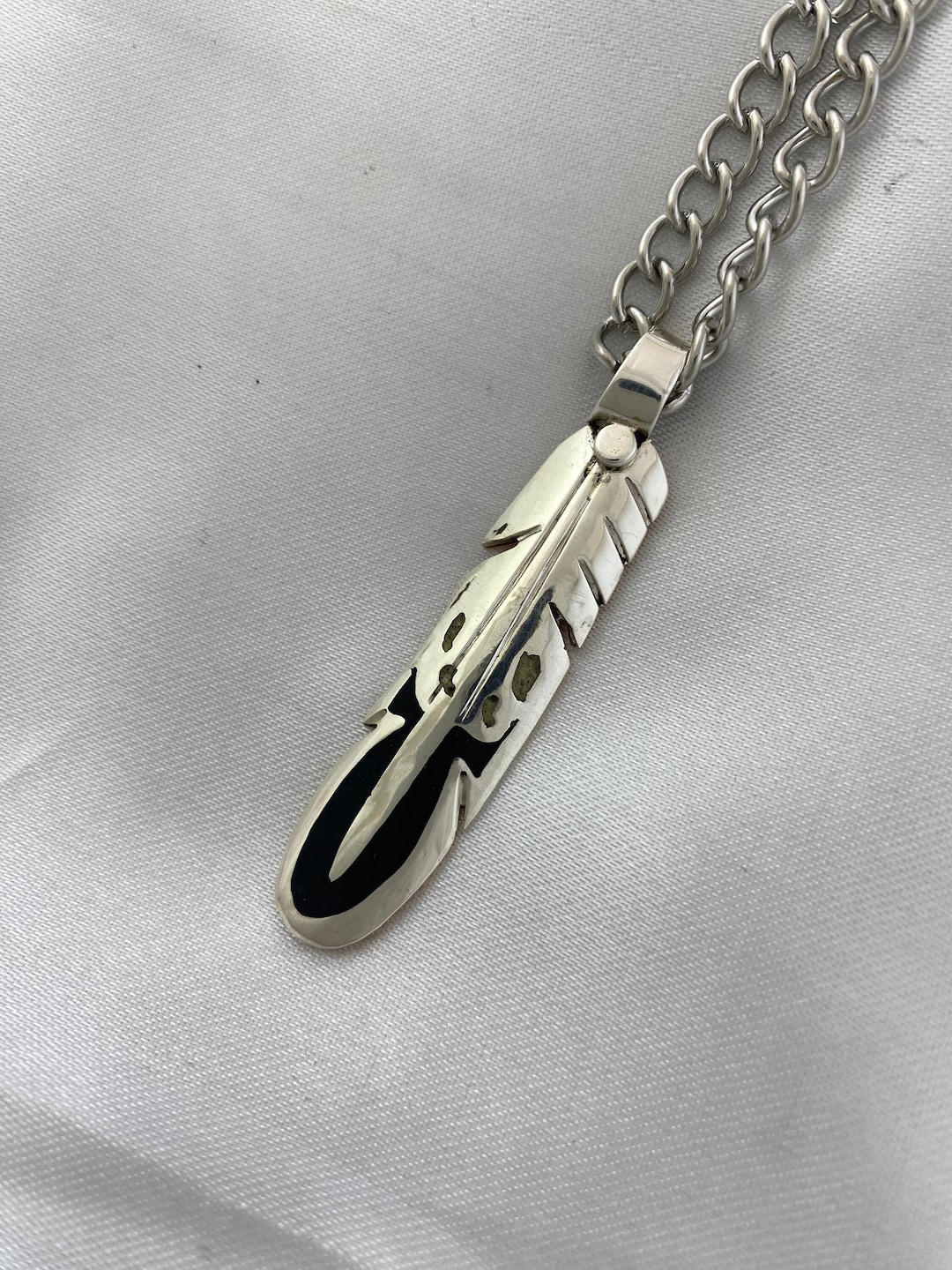 Eagle Feather Silver Pendant - Mitchell Zephier, Lower Brule Sioux ...