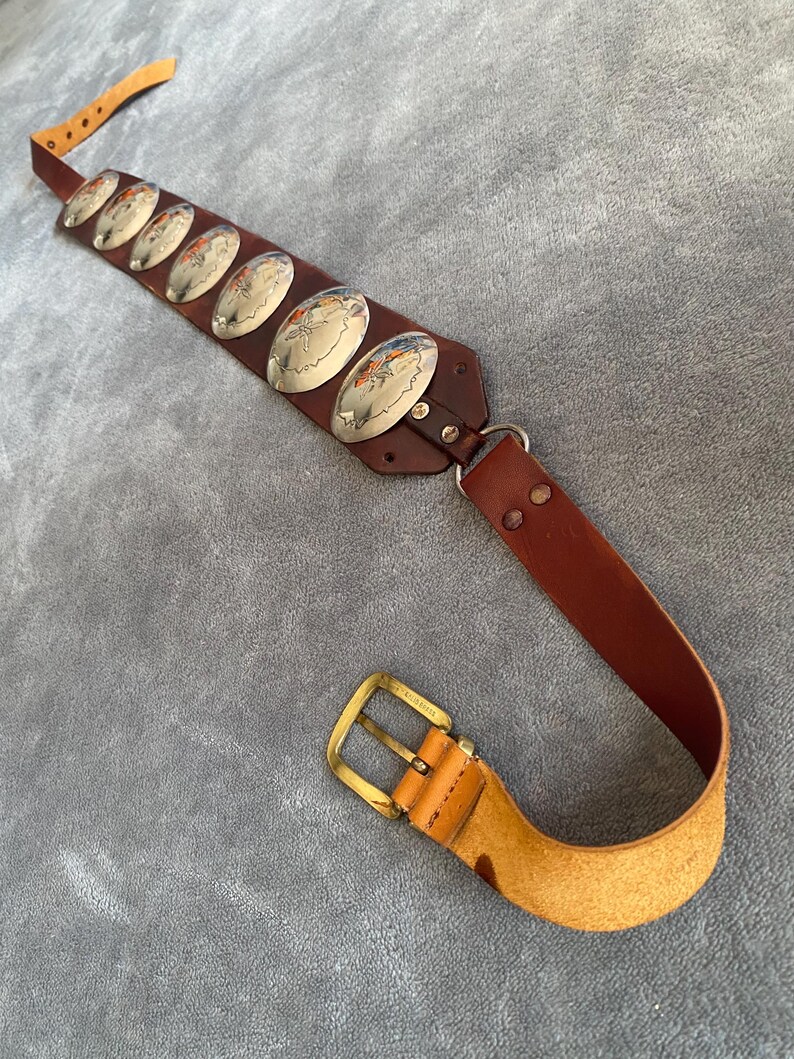 Adult Size Silver Concho Belt - Handmade Native American Leather ...