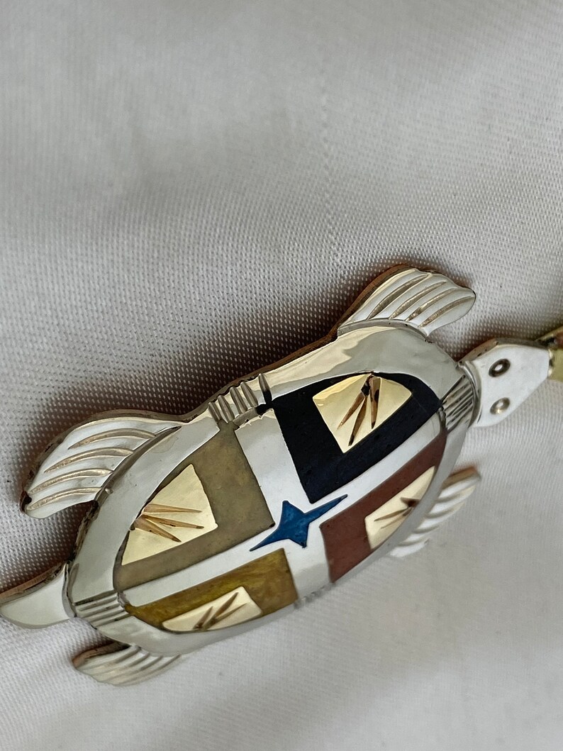 Morning Star Turtle Medicine Wheel Silver Pendant - by Mitchell Zephier ...