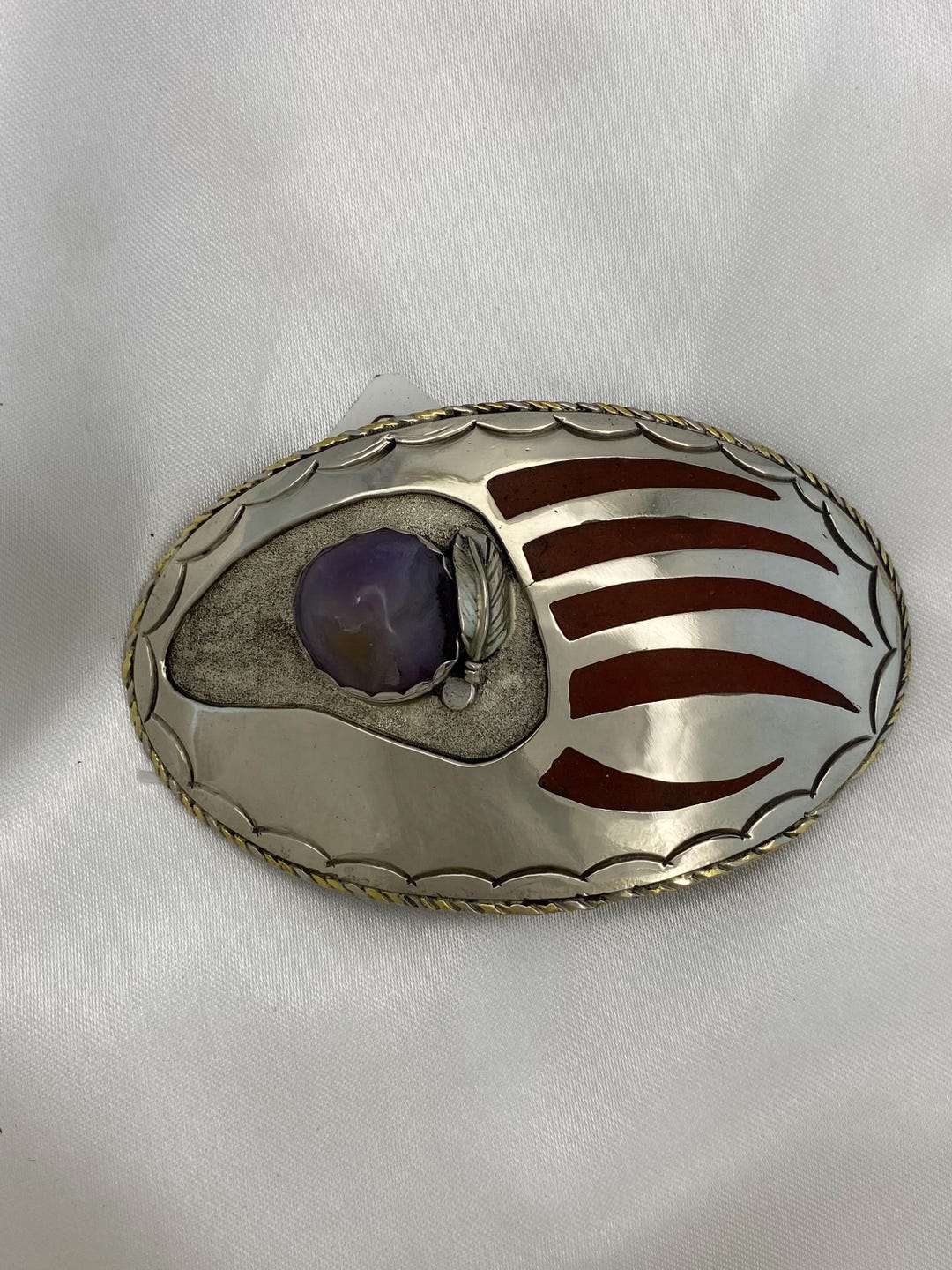 Bear Claw Design Silver Belt Buckle - Handmade Native American Jewelry ...