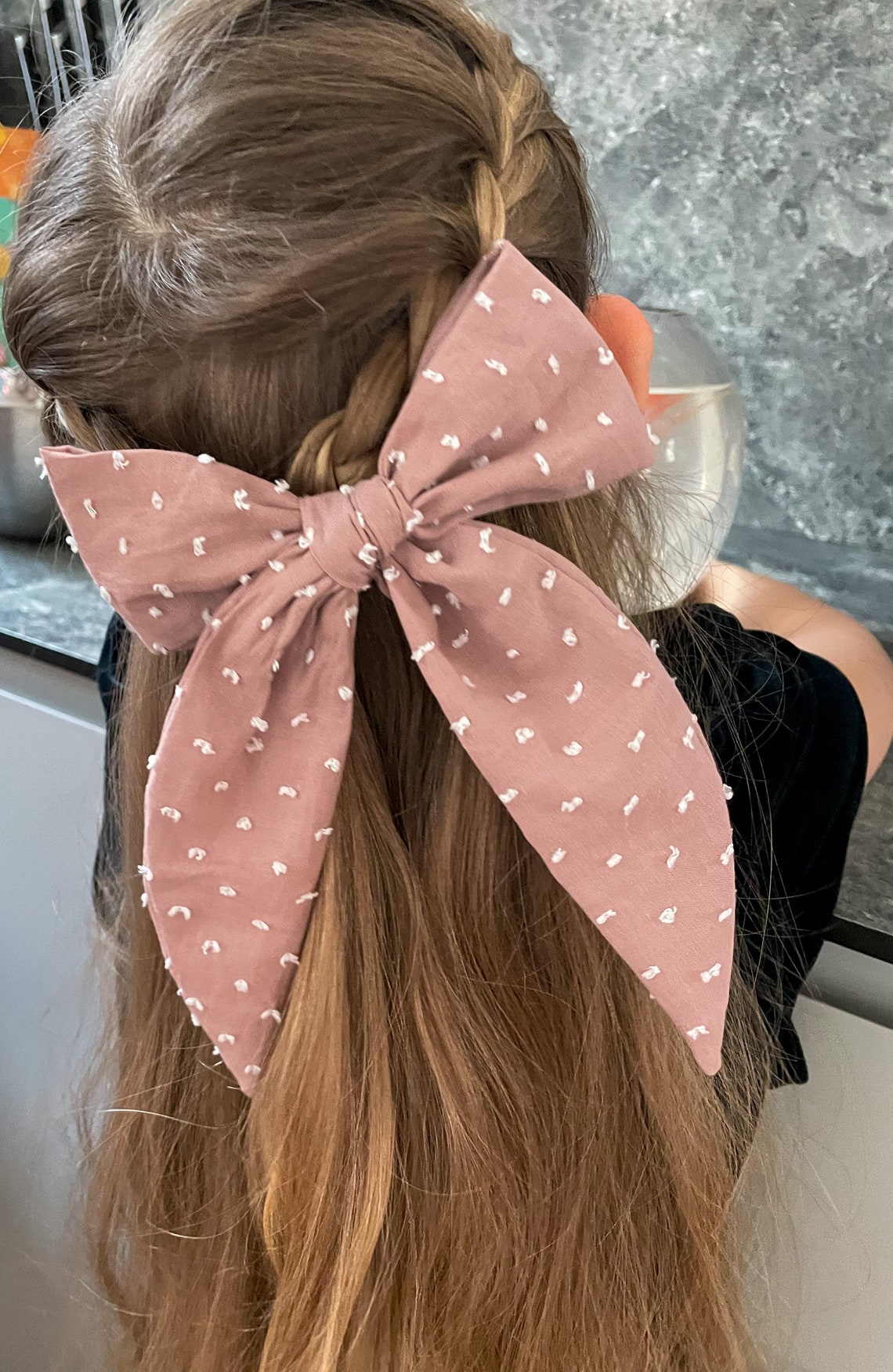 Oversized Hair Bow Double Layered Plumeti Hair Bow Girl Bow Etsy