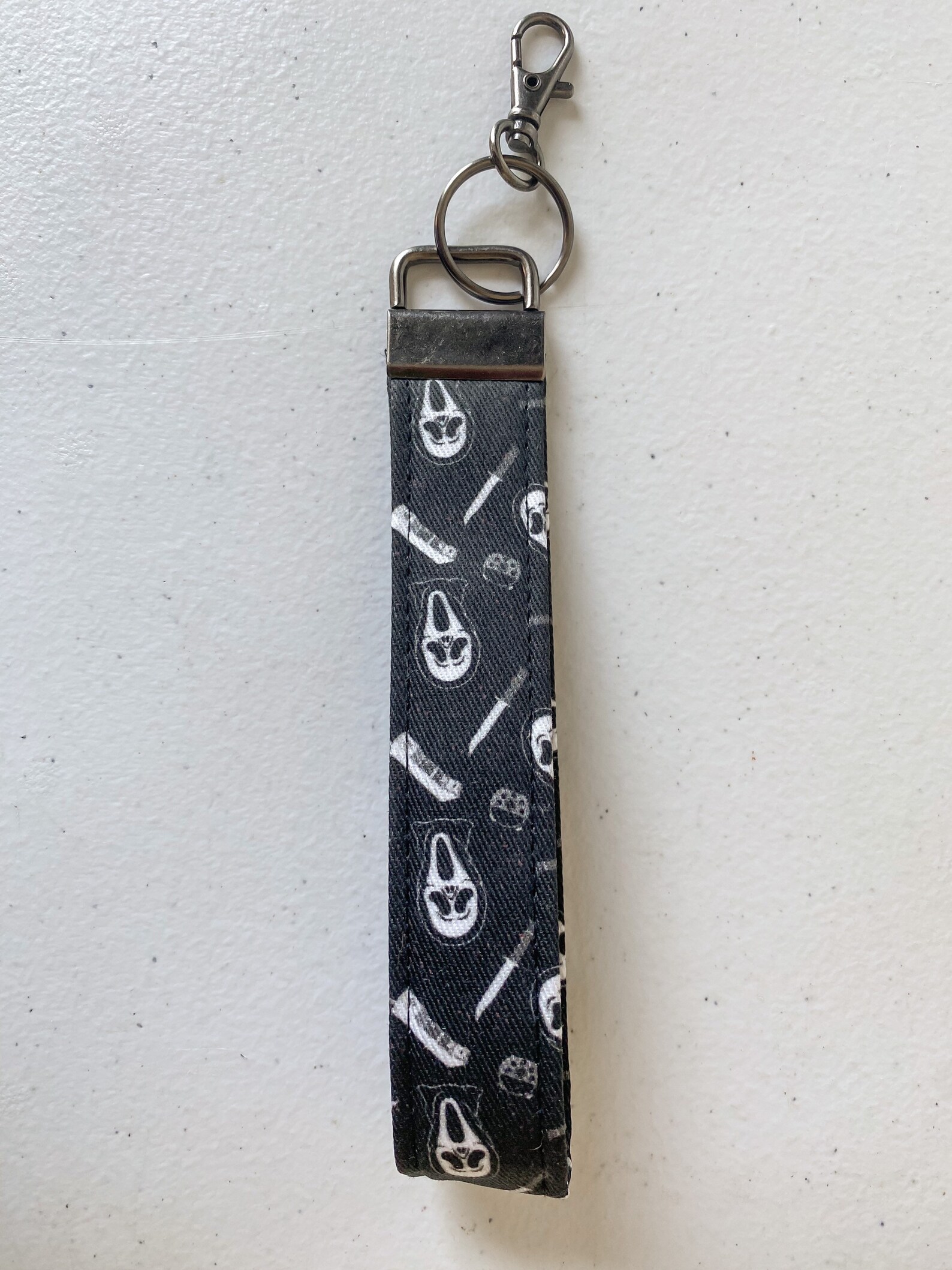 Alt/goth Keychain Wristlet Key Fob Horror Lanyard for Keys - Etsy