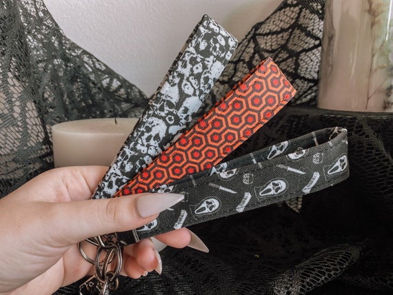 Alt/goth Keychain Wristlet Key Fob Horror Lanyard for Keys - Etsy