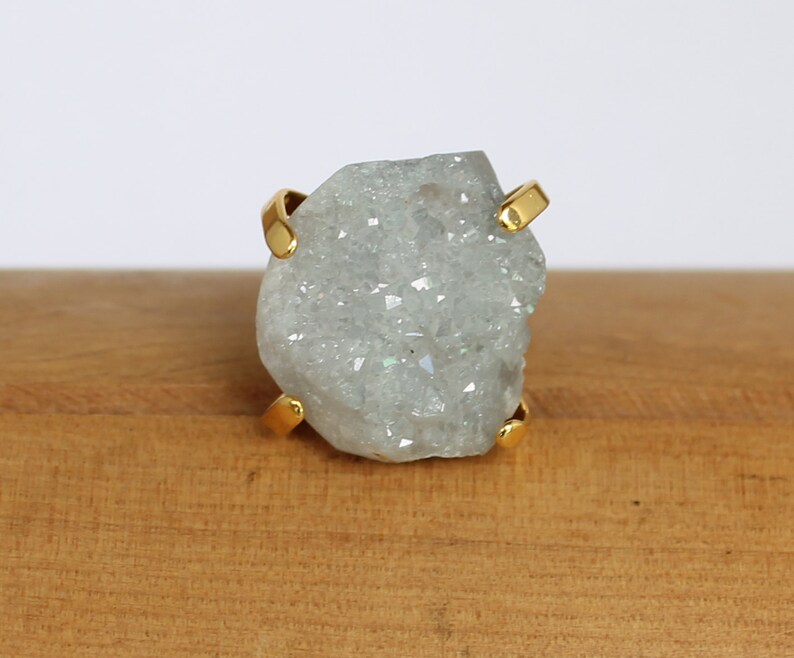 Large Raw Sparkling Gray Geode Stone Encased in Gold Plated - Etsy