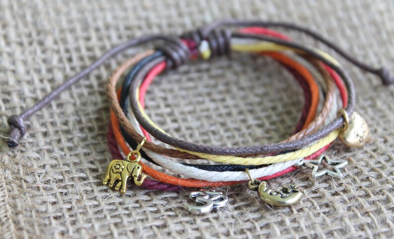 Create Your Own Colorful Leather Cord Charm Bracelet With - Etsy