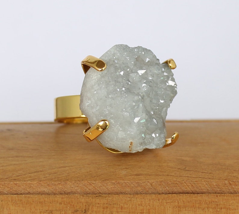 Large Raw Sparkling Gray Geode Stone Encased in Gold Plated - Etsy