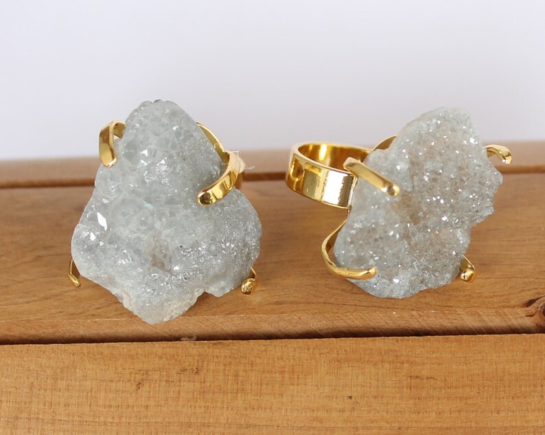 Large Raw Sparkling Gray Geode Stone Encased in Gold Plated - Etsy