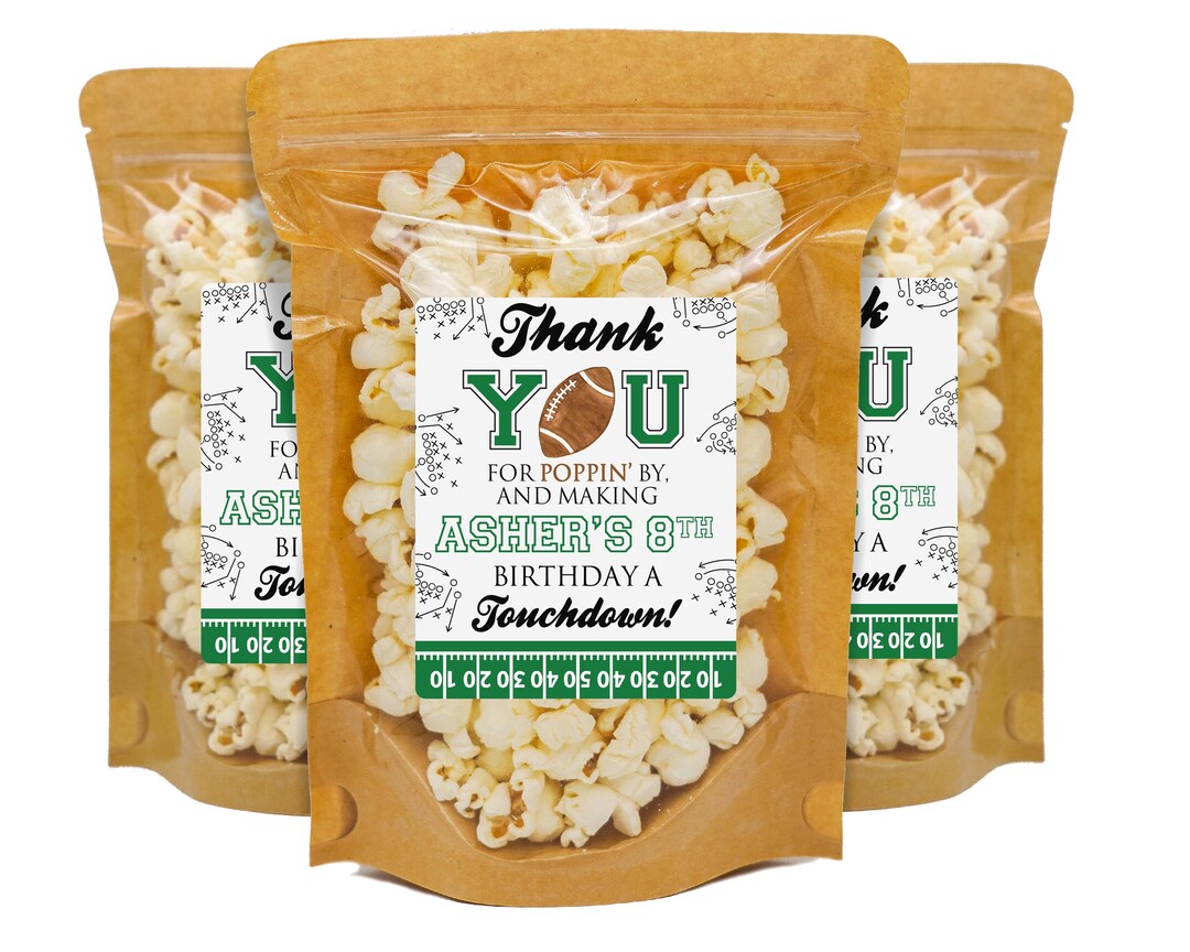 Football Birthday Party Favors, Popcorn Party Favor, Boy Birthday Party ...