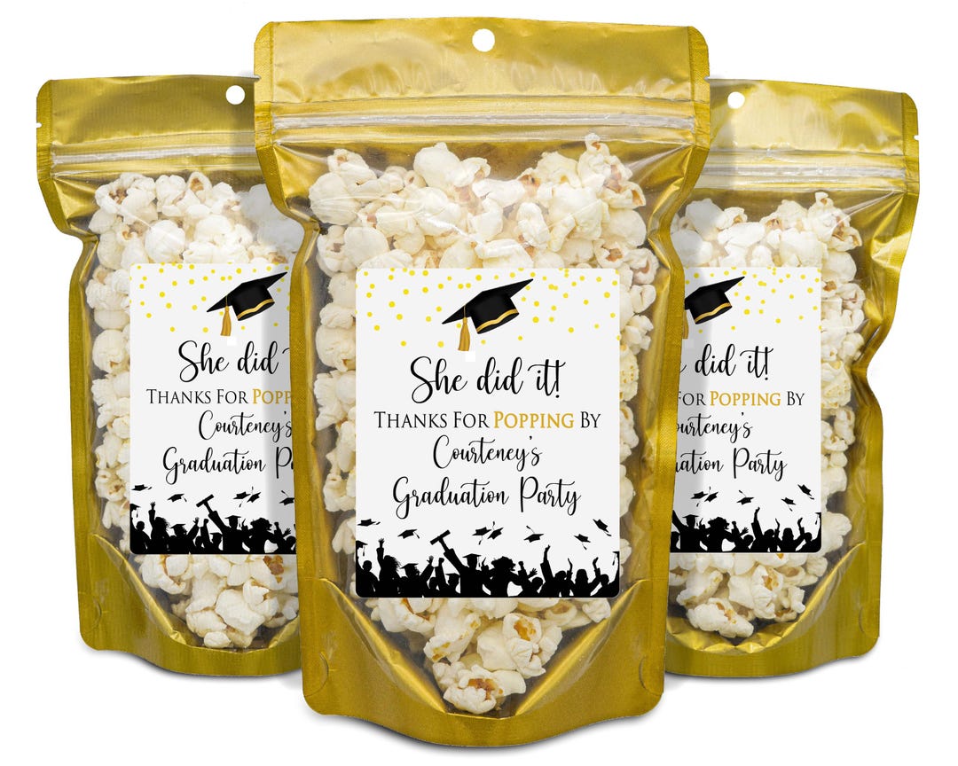 Graduation Party Favors, Popcorn Bags and Stickers, High School ...