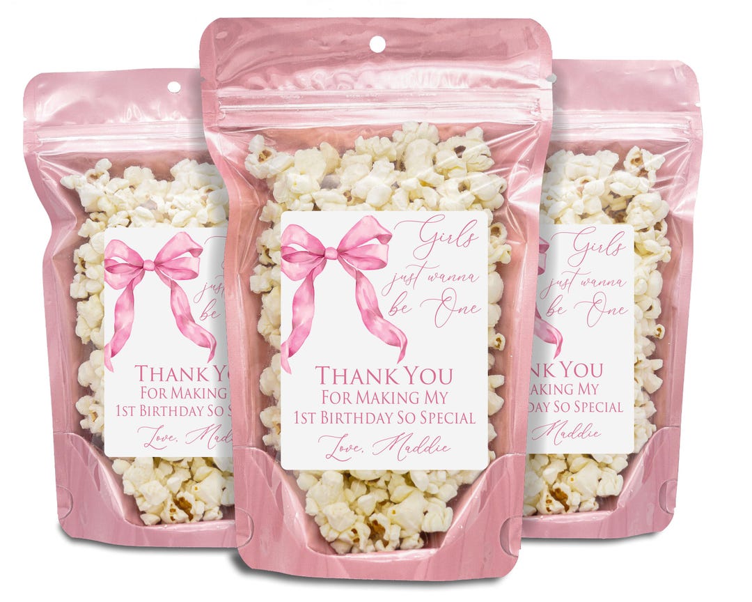 Girls Just Wanna Be One Birthday Party Favors, Pink Bow First Birthday ...