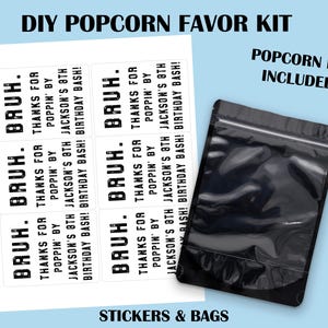Bruh Birthday Party Favors, Popcorn Treat Bags for a Kids Birthday ...