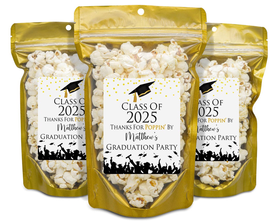 2025 Graduation Party Favors, Popcorn Bags and Stickers, High School ...
