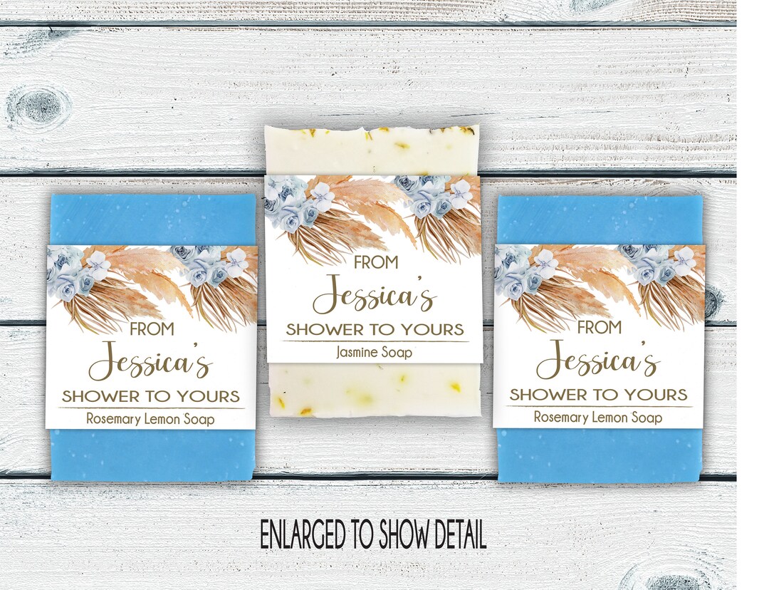 Blue Pampas Baby Shower Favors, Boy Blue Boho Baby Shower Favors ...