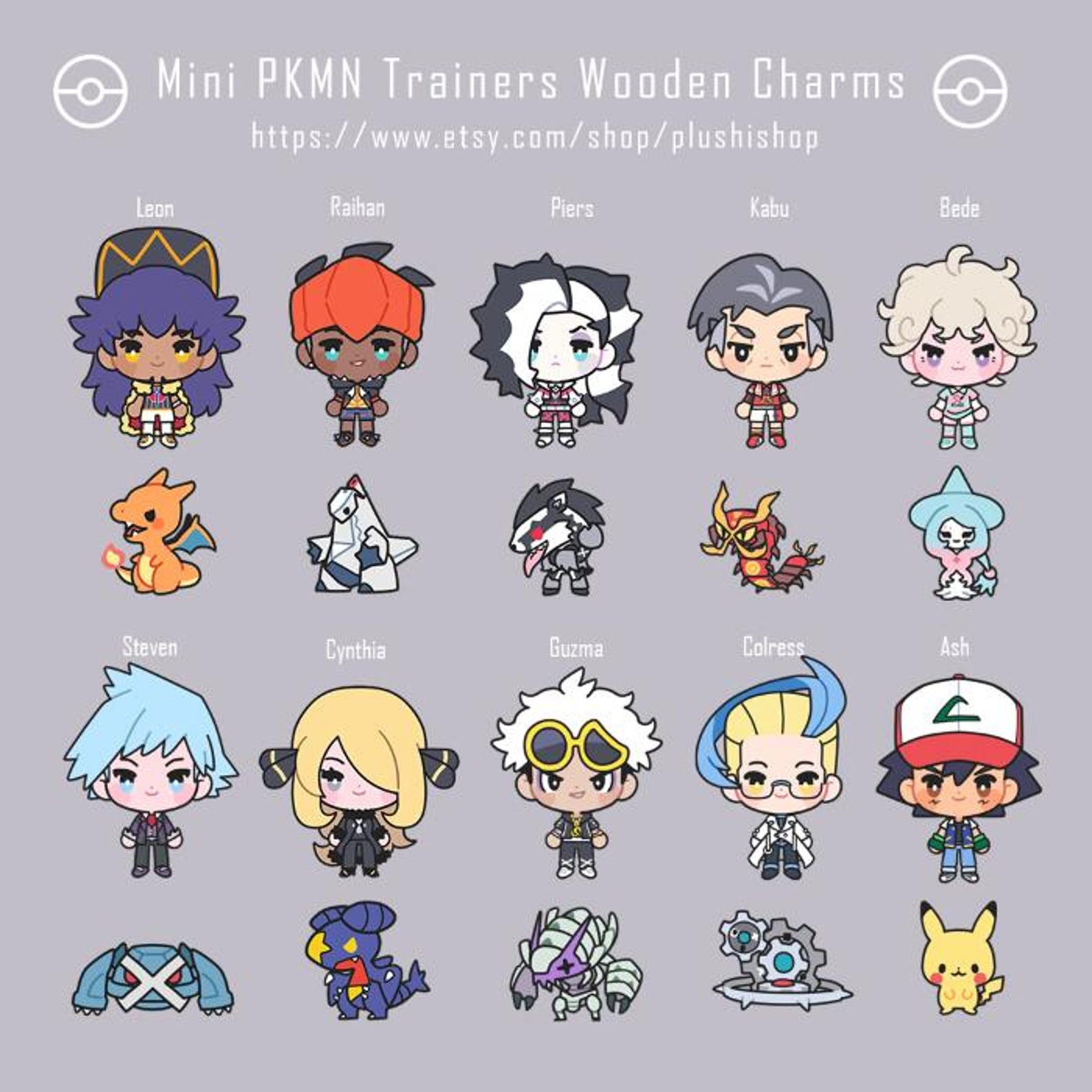 More Mini Pokemon Trainer Wooden Charms - Etsy
