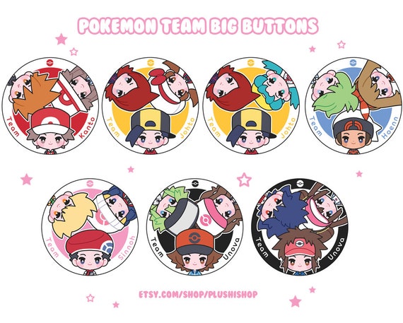 Pokemon Team Button Pins - Etsy
