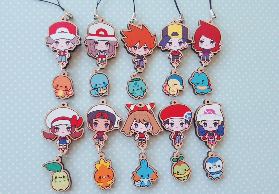 Mini Pokemon Trainer Wooden Charms - Etsy