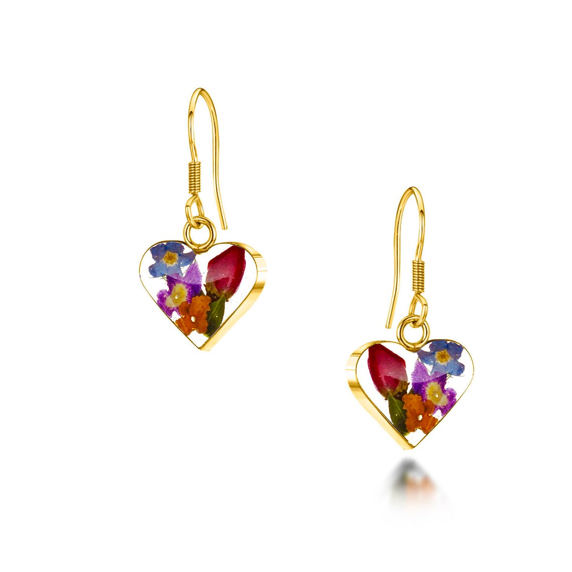 Flower Earrings by Shrieking Violet® Gold-plated Sterling Silver Heart ...