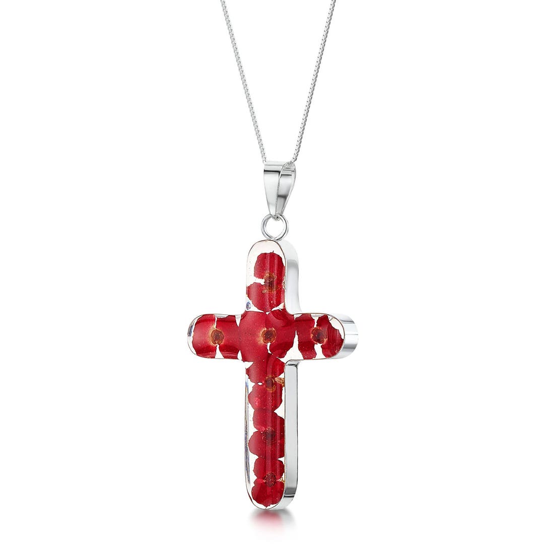 Poppy Cross Necklace by Shrieking Violet® | Handmade With Real Flowers ...