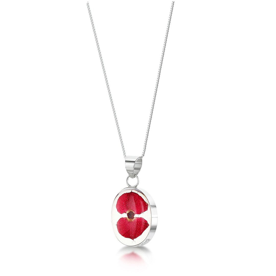 Poppy Necklace by Shrieking Violet® Oval Pendant With Chain & Giftbox ...