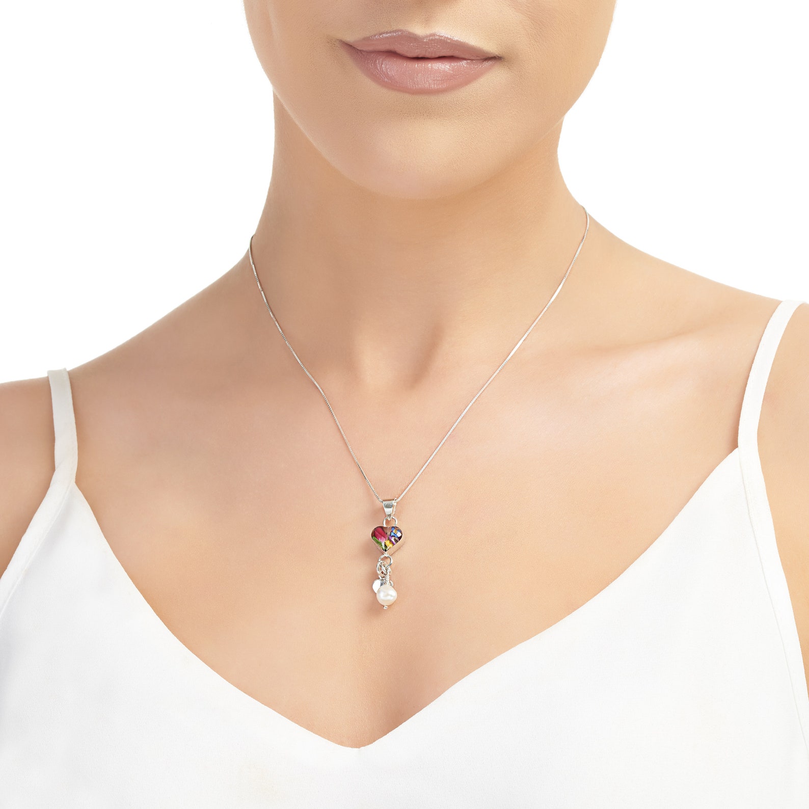 Flower Necklace by Shrieking Violet® Sterling Silver Heart Charm ...