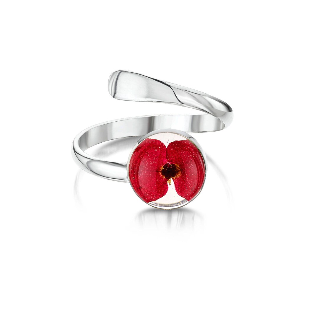Poppy Ring by Shrieking Violet® Adjustable Size - Real Flower Jewelry ...