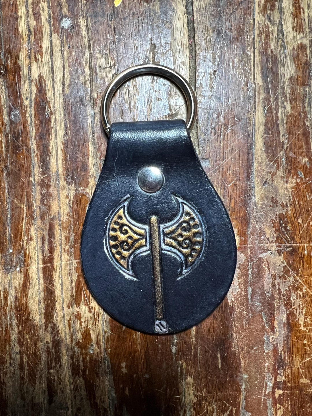Black Leather Labrys Key Fob, Labyris Key Fob, Hand-made, Woman Made - Etsy