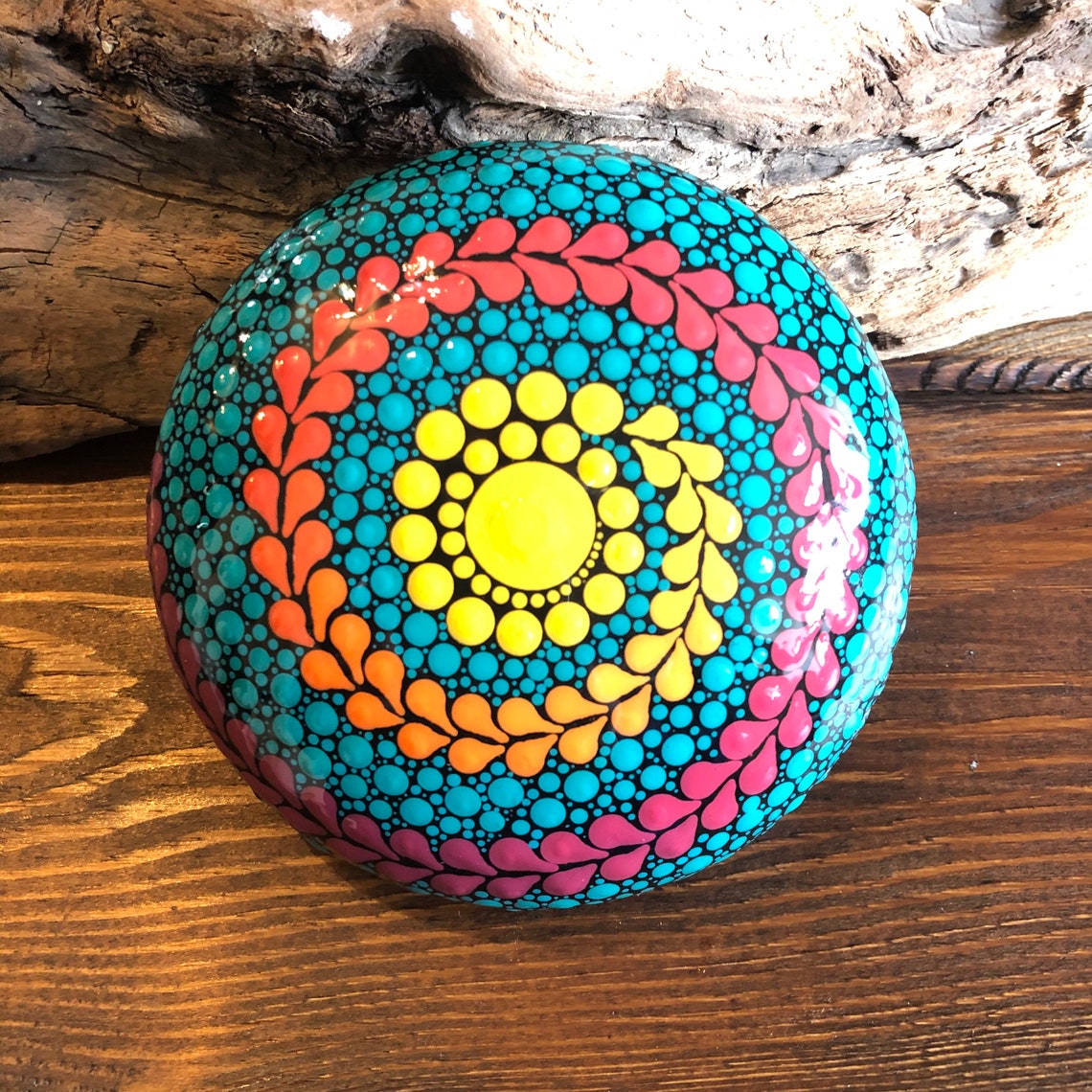 Hand Painted Mandala Stone 10cm Ø sommerbrise | Etsy