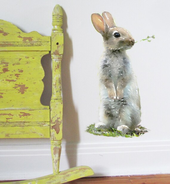 Rabbit Watercolor Stickers Bunny Wall Decal Woodland | Etsy Canada