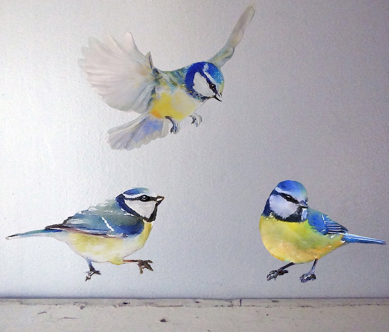 Set of 3 Blue Birds Wall Decal Bird Birds Wall Stickers | Etsy
