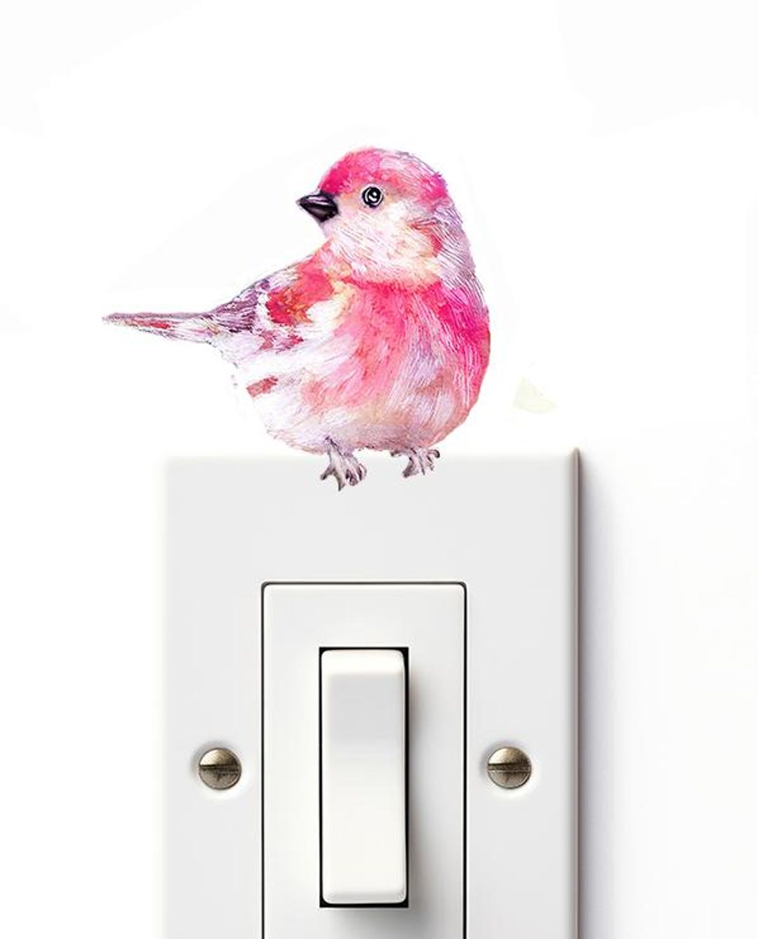 Pink Bird, Fabric Decal, Nursery, Watercolor Birds Stickers, Get Well ...