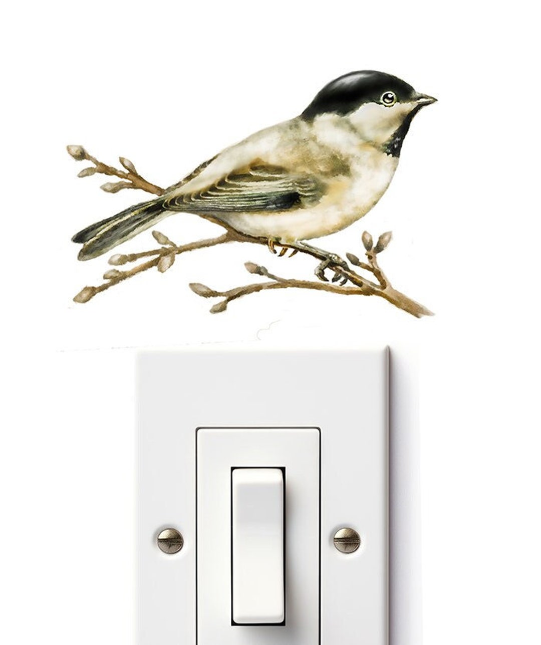 Chickadee Wall Decal, Bird Wall Sticker, Get Well Gift, Watercolor Wall ...