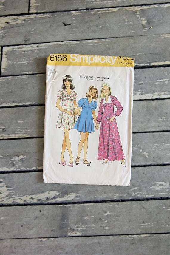 Vintage Simplicity Sewing Pattern 6186 Girls' Dress in Two | Etsy