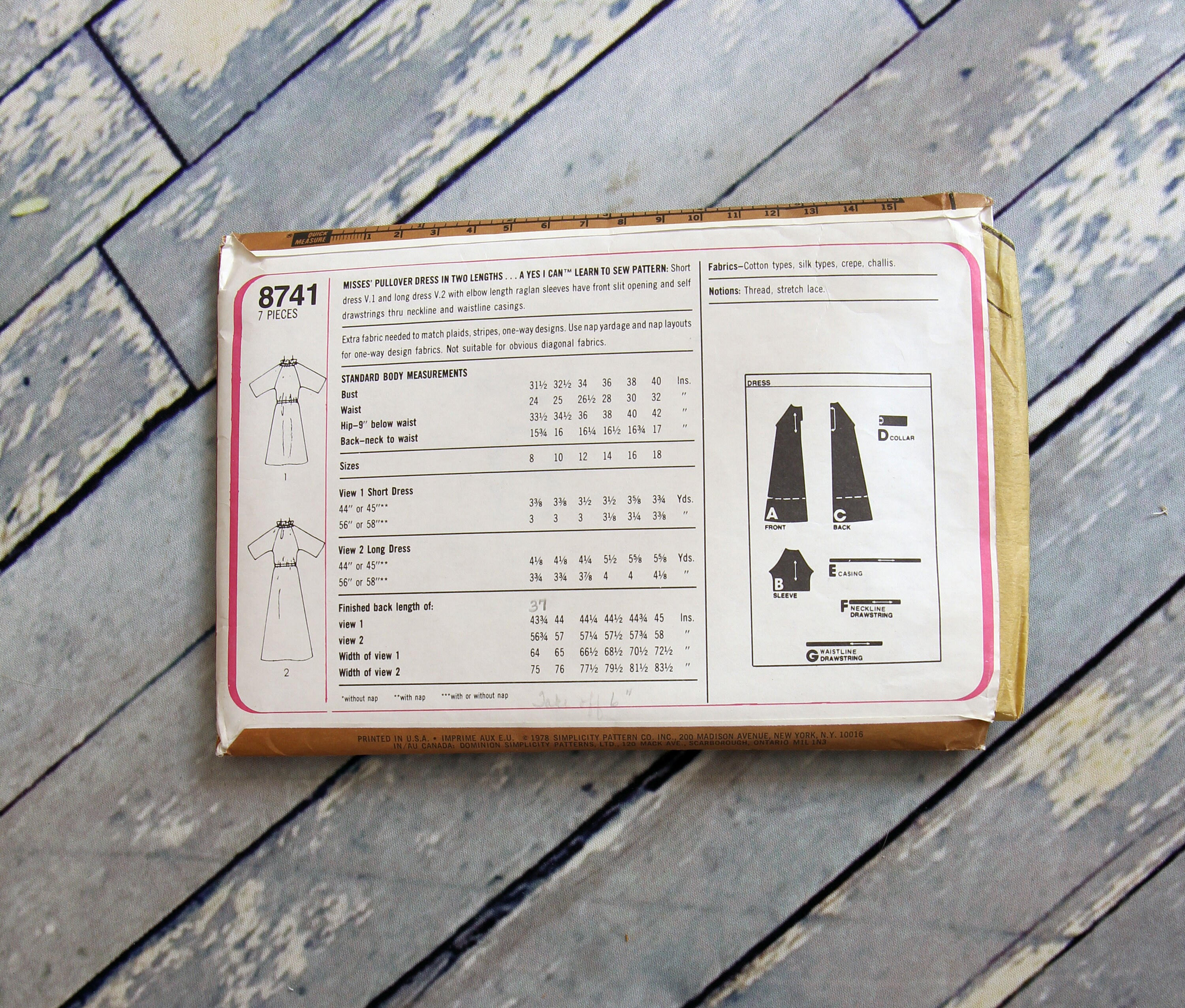 Vintage Simplicity Sewing Pattern 8741 Misses' Dress Size - Etsy