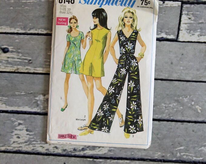 Vintage Simplicity Sewing Pattern 8146 Misses' Pantdress Jumpsuit Size ...