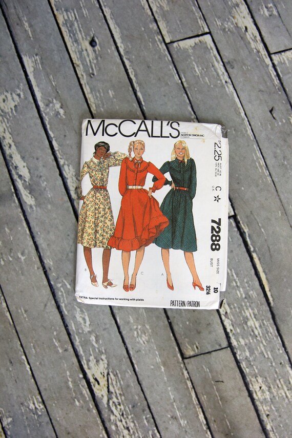 Patterns Vintage McCall's Sewing Pattern 7288 Misses' Dress Size 10 ...