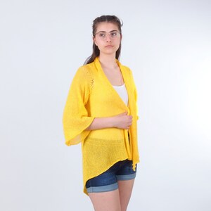 Open Front Summer Women's Cardigan, Long Cardigan in Yellow ...