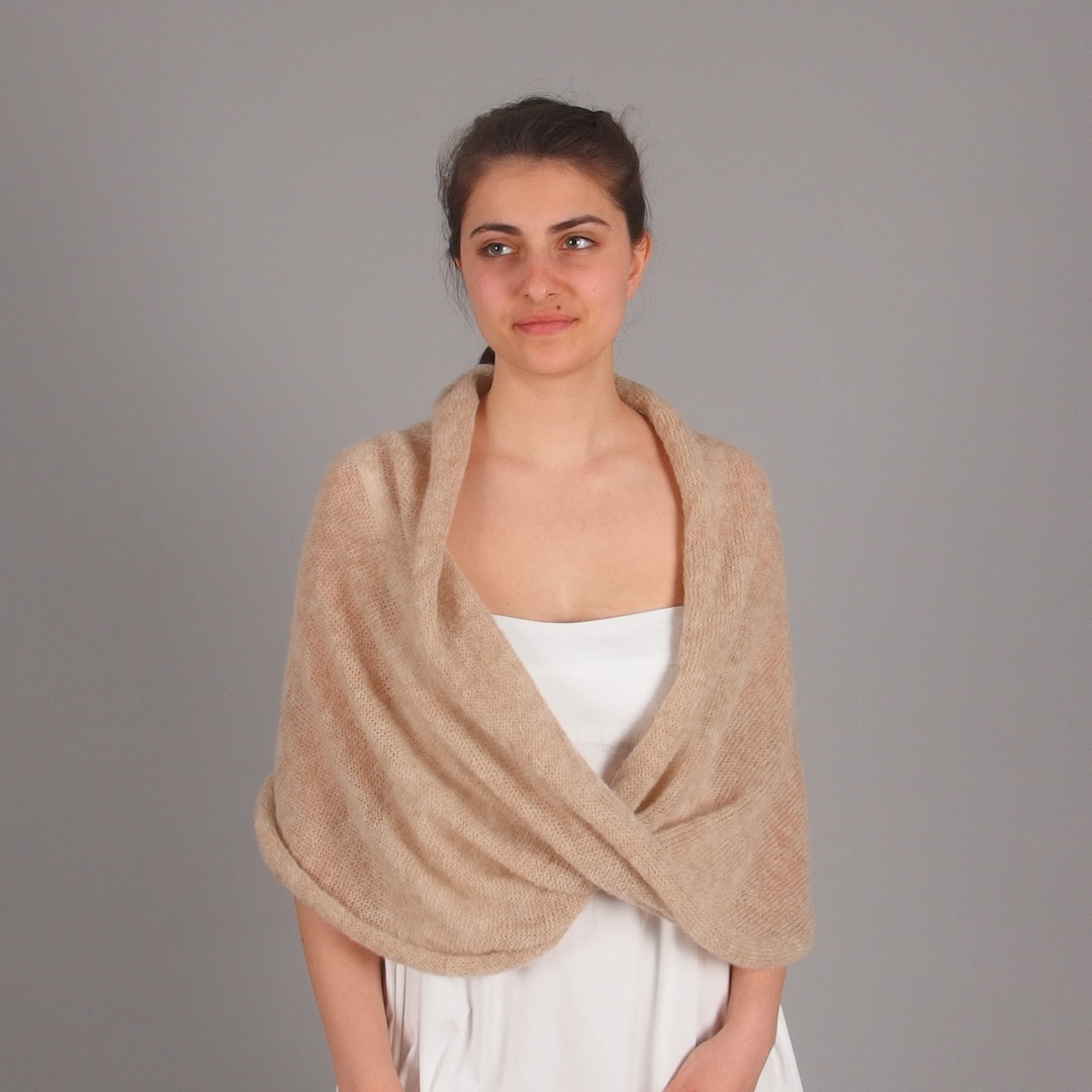 Twisted Wedding Shawl Wrap, Mohair Bridal Cape, Infinity Capelet for ...