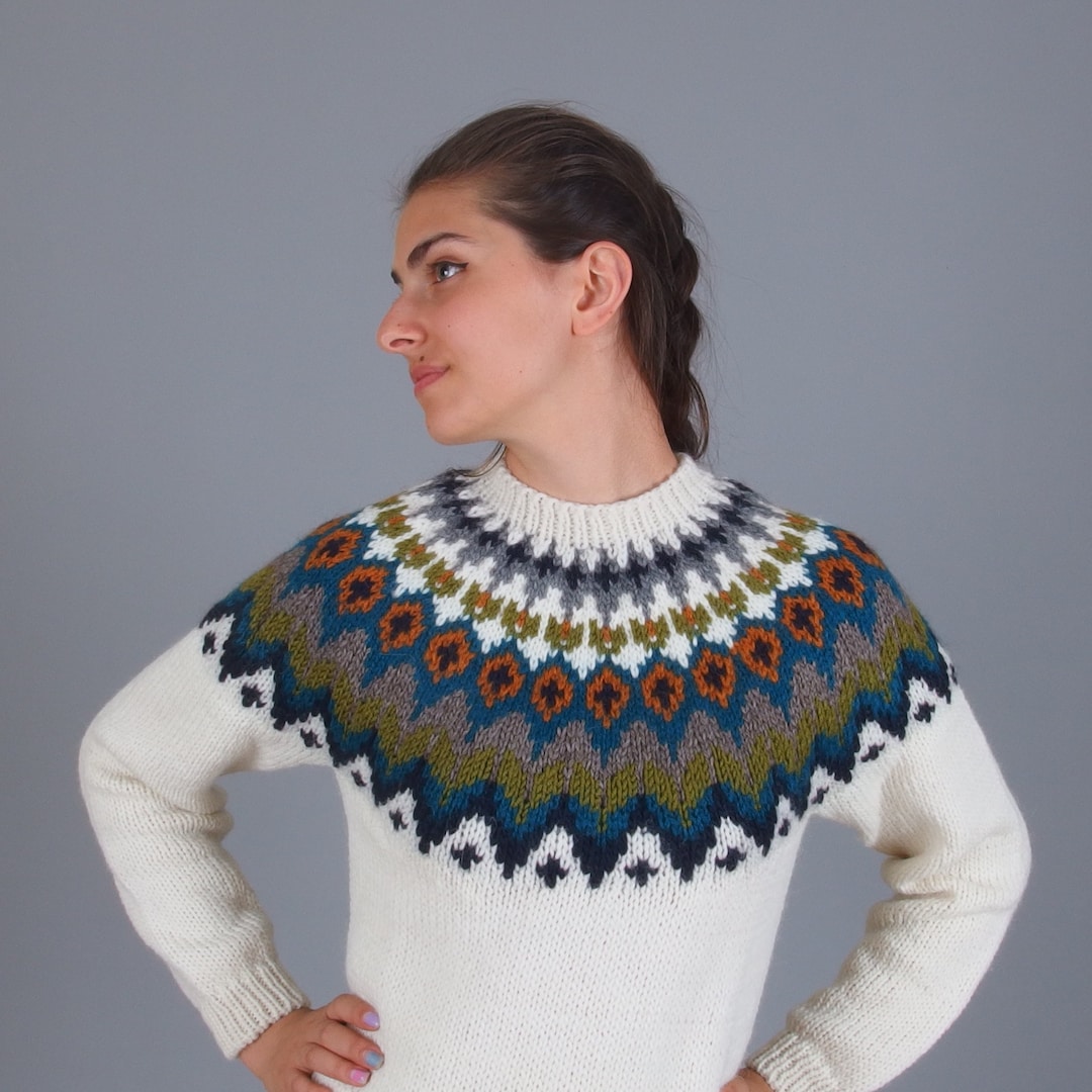 Traditional Icelandic Sweater, Alpaca Wool Hand Knit Sweater, Merino ...