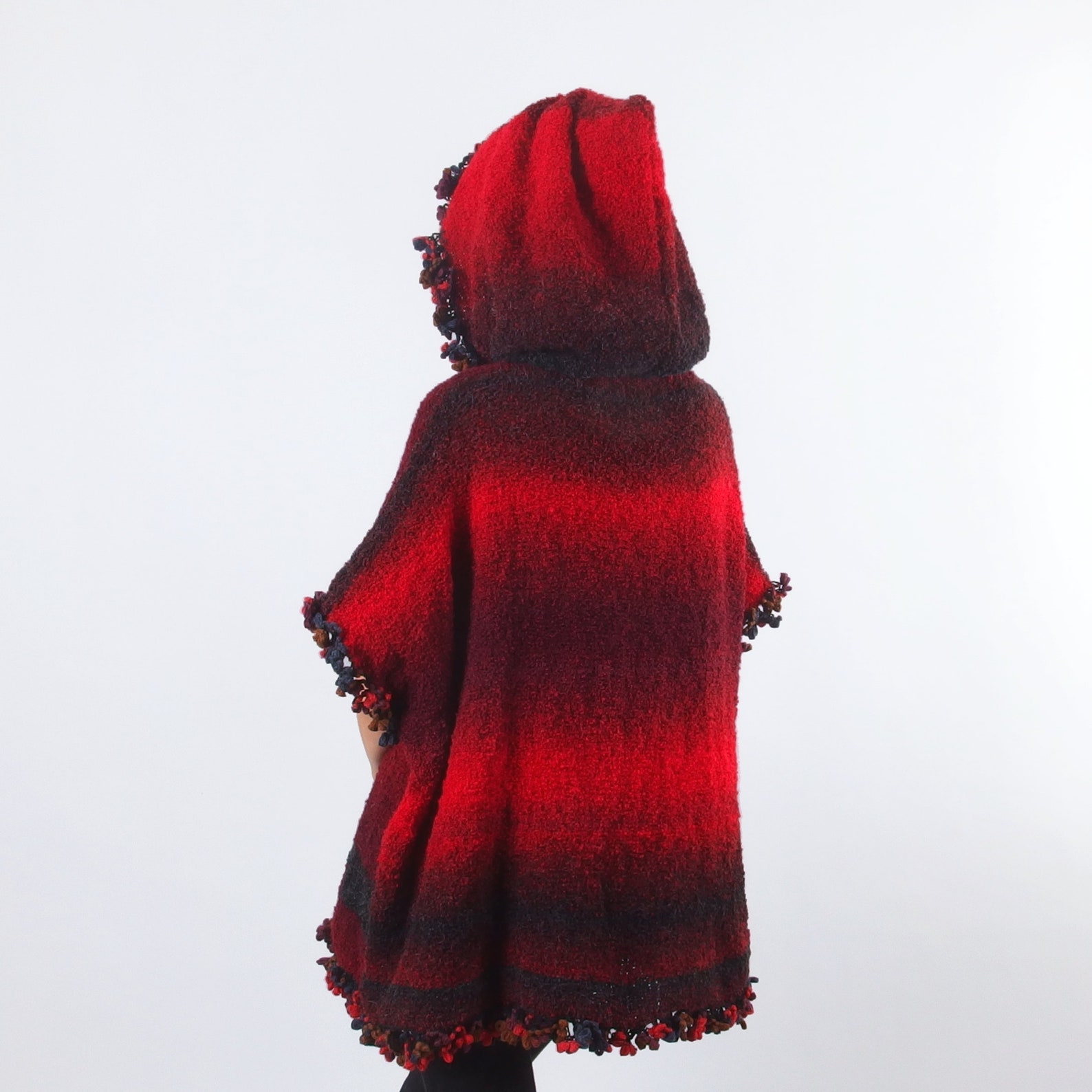 Red Riding Hood Cape Wool Poncho With Arm Holes Short - Etsy