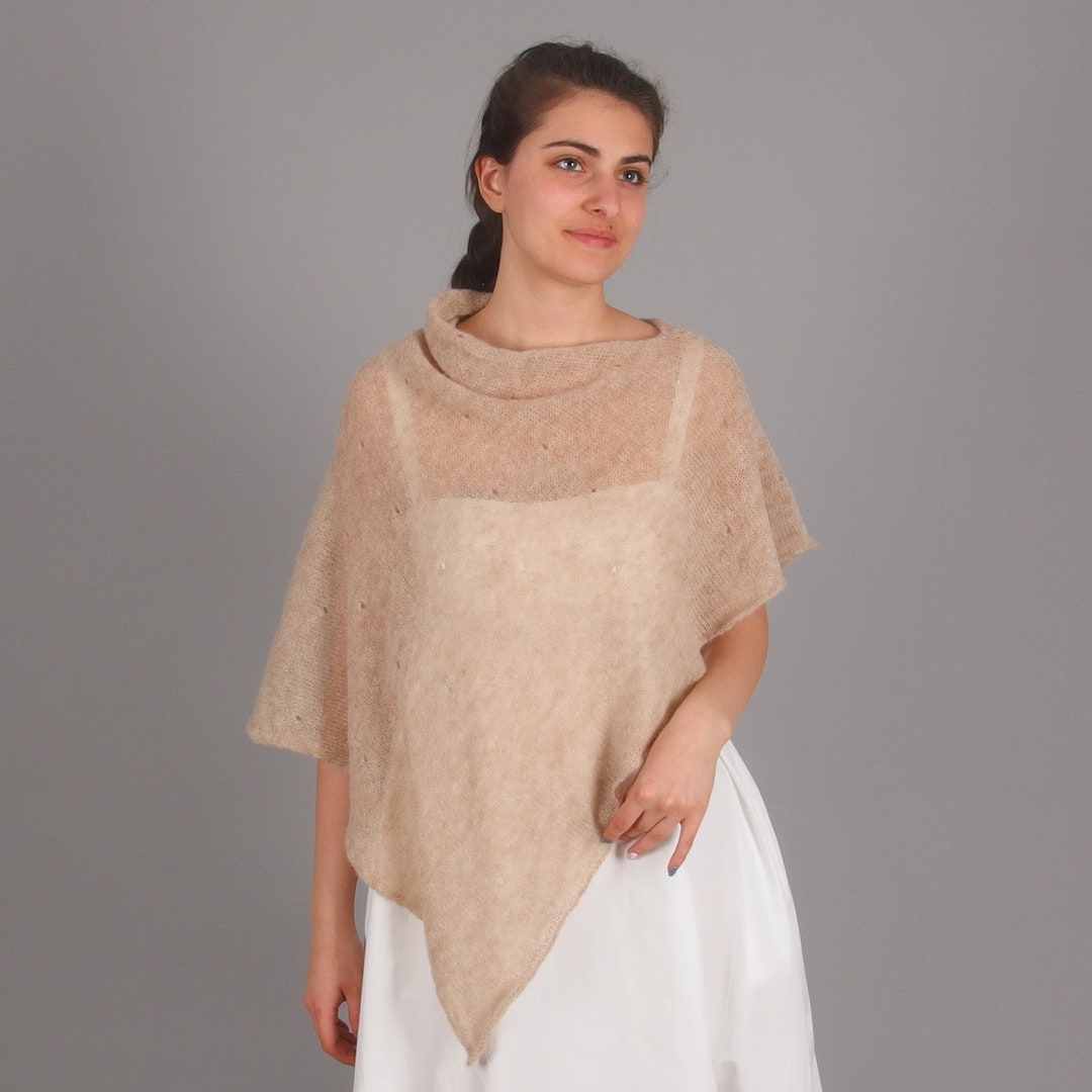 Sheer Bridal Poncho With Decorative Holes, See Through Wedding Dress ...