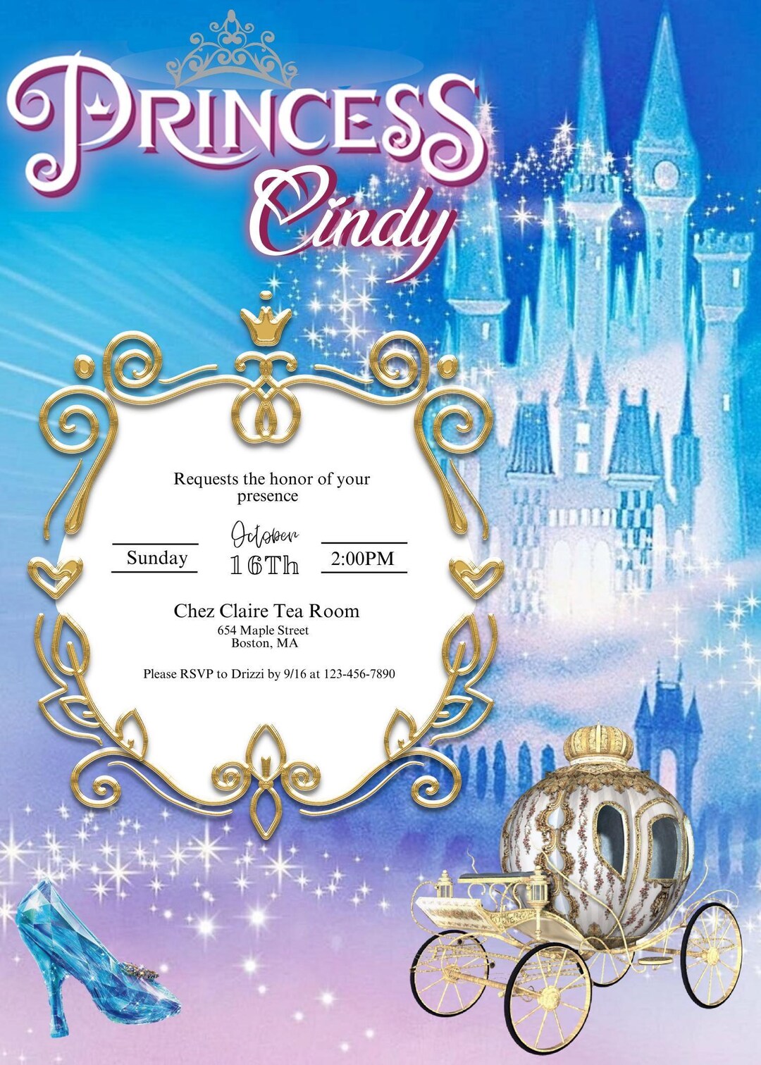 Cinderella Inspired Birthday Invitation Template, Corjil Instant ...