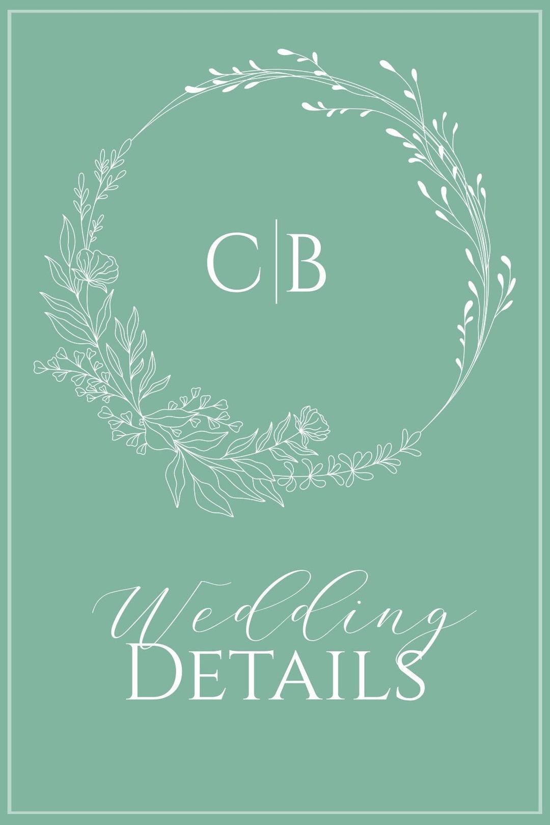 Sage Green, Floral Wreath, Customizable Wedding Detail Card Template ...
